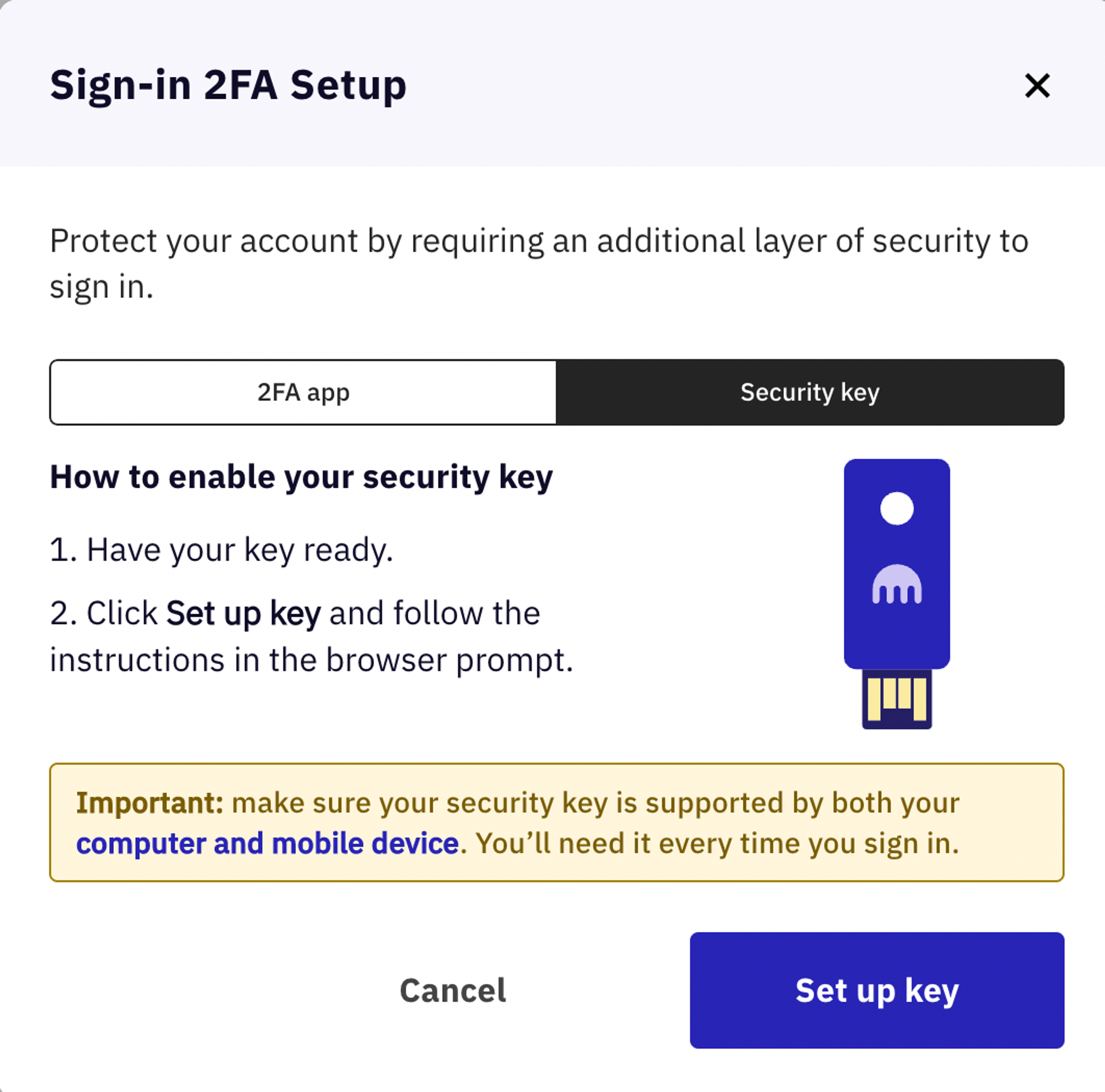 Using a Security Key for two-factor authentication (2FA) | Kraken