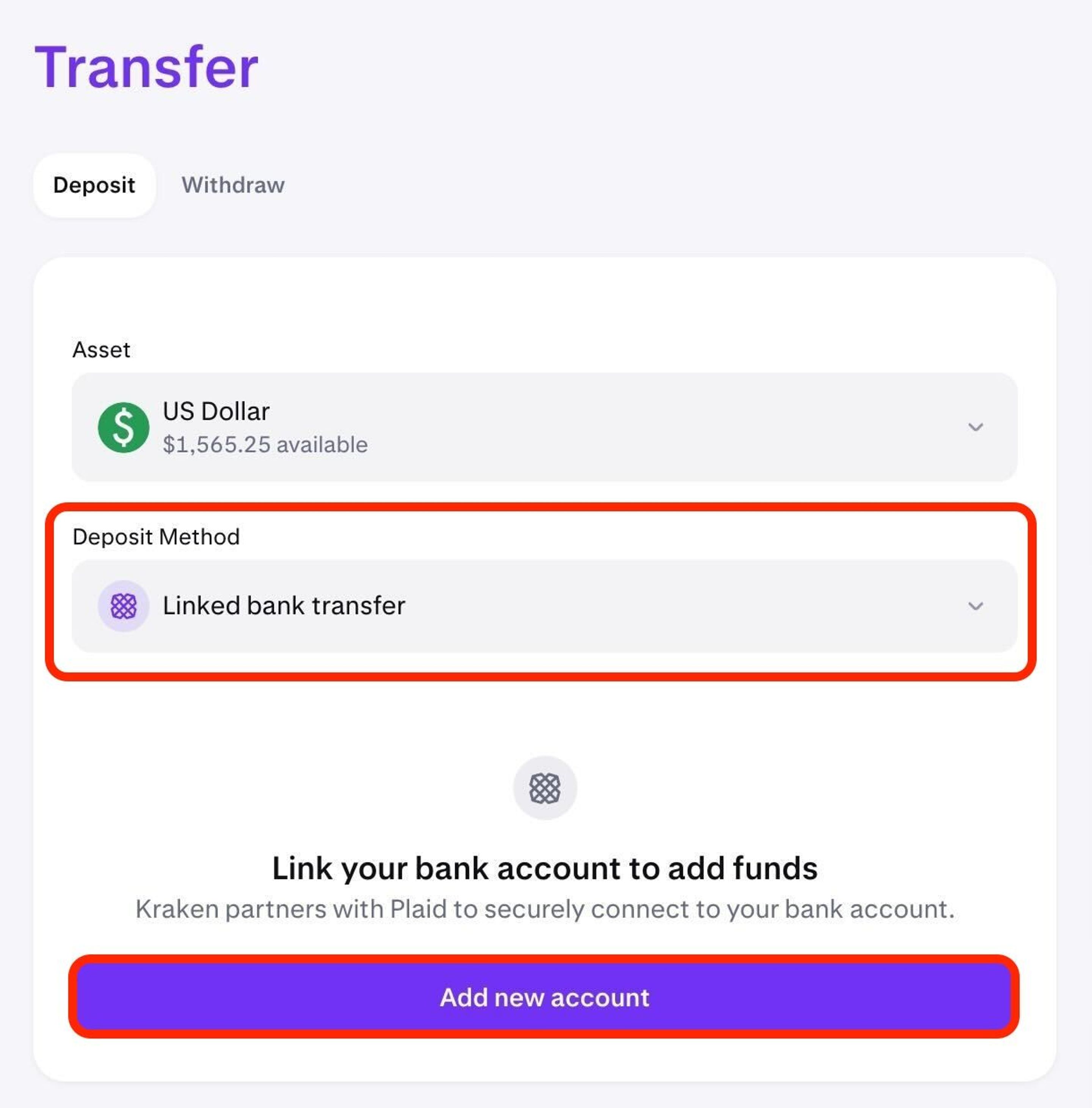 How do I fund my account with USD using ACH via Plaid? | Kraken